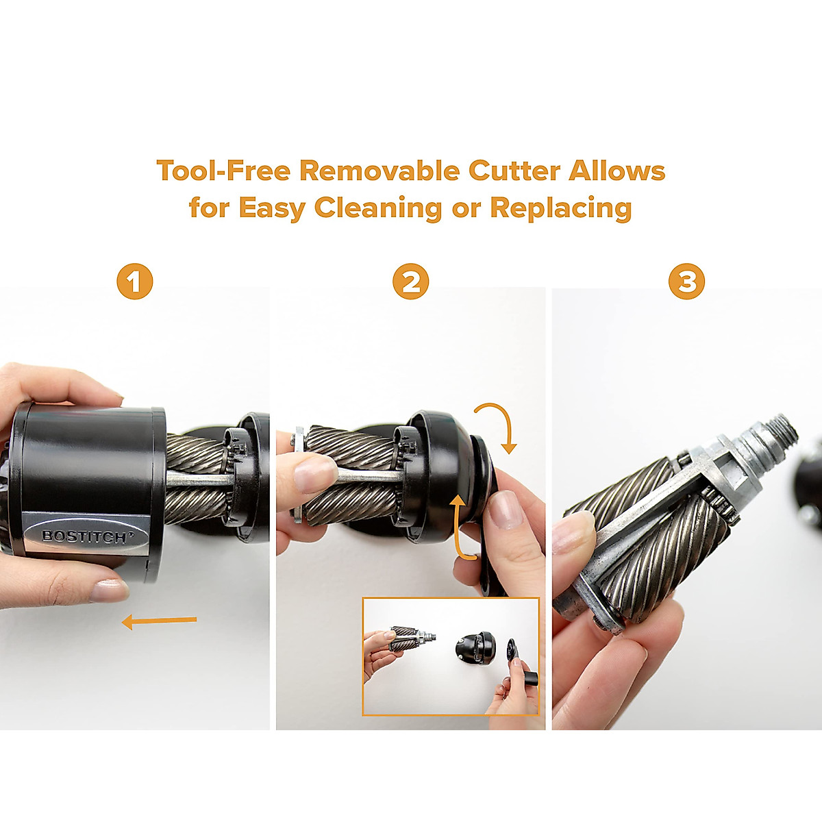 Bostitch Office Wall Mount Manual Pencil Sharpener, Tip Saver, 8 Hole Dial, 6X Longer Cutter Life, Vertical or Horizontal Mounting Black (MPS1-BLK)