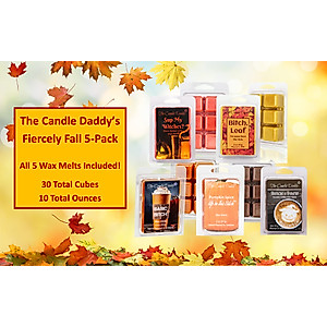 The Candle Daddy Fiercely Fall 5 Pack - 5 Amazing Autumn Wax Melts - 30 Total Cubes - 10 Total Ounces - Funny Fun Fall Aromas