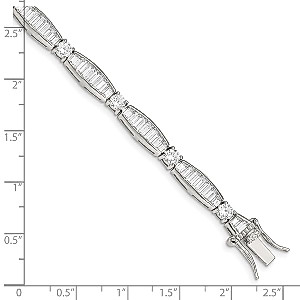 IceCarats 925 Sterling Silver Baguette Round Cubic Zirconia CZ Chain Bracelet