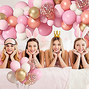 140Pcs Rose Gold Pink Balloons Garland Arch Kit, Light Pink Rose Gold Confetti Balloons for Women Girls Birthday Baby Shower Wedding Graduation Bachelorette Mother's Valentine's Day Party Decorations