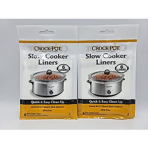 3-7 Quart Premium Crock Pot Slow Cooker Liners 13 IN X 20 IN (Total of 12 with 2 Packages of 6 Each)