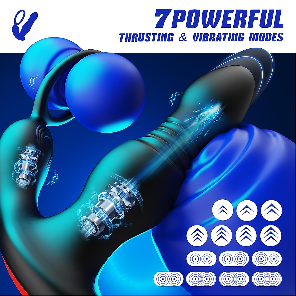 BEISAR Prostate Massager Anal Vibrator Thrusting Vibrating 7 Modes with Cock Ring Anal Plug Anal Sex Toys P Spot Massager Male Sex Toys for Men Anal Beads Women and Couples Waterproof Remote Control