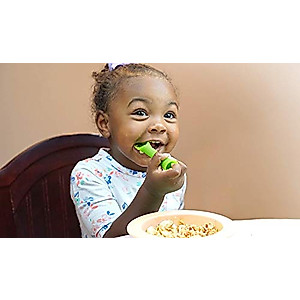 Olababy 100% Silicone Soft-Tip Training Spoon and Suction Bowl with Lid Bundle