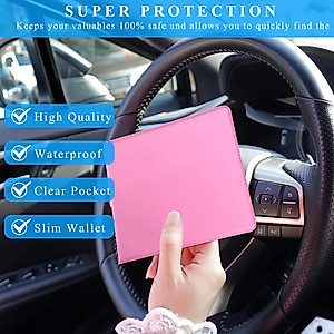 Kewucn 2 PCS Car Registration Insurance Holder, Essential Auto Card Glove Box Organizer, Vehicle Interior Accessories Perfect for Most Car, Truck, SUV (10.55''×4.8'', Pink)