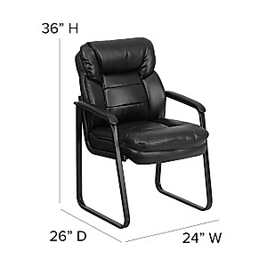Flash Furniture Black LeatherSoft Executive Side Reception Chair with Lumbar Support and Sled Base