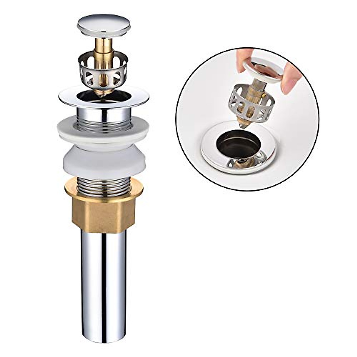 Aquaterior 18" x 12" Modern Rectangle Bathroom Vessel Sink and Drain Combo Wall Mount Ceramic Porcelain Washing Basin Counter Top Lavatory White