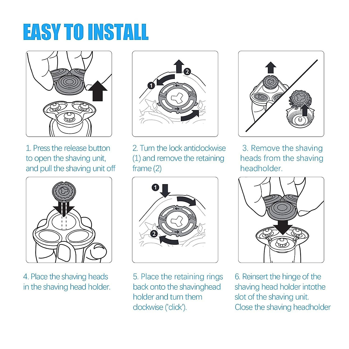 Sh60 Replacement Heads Compatible with Philips Norelco 6000 Replacement Blades for Norelco Series 6000 Replacement Heads for Philips Series 6000 Shaver S6810/82, S6850/85, S6880/81,Upgraded Sh60 Heads