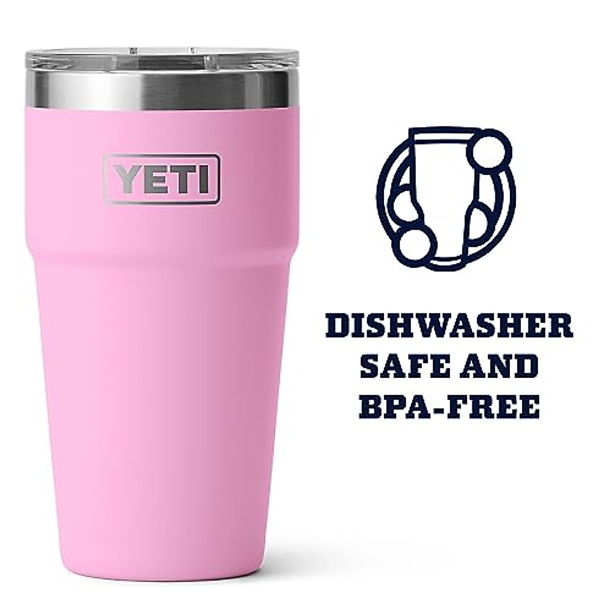 YETI Rambler Stackable Pint, Vacuum Insulated, Stainless Steel with MagSlider Lid, Power Pink