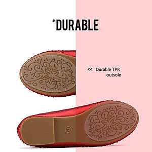 DREAM PAIRS Girls Dress Shoes Slip-on Rhinestone Glitter Ballet Flats for Wedding, Party, Birthday, Prom, Little Kid/Big Kid,Size 2 Little Kid,Nina-100-Red,NINA-100