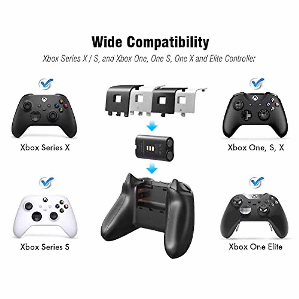 ElecGear Xbox Solo Charging Dock with 1200mAh Rechargeable Battery, Wall Mount and Desktop Dual Purposes USB Charger Stand Docking Station for Xbox Series X|S, Xbox One, S, X Wireless Controller