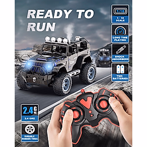 LYINSU Remote Control Car RC Racing Cars,1:18 Scale 2.4Ghz Auto Mode Rechargeable Rc Trucks,SUV Jeep Rc Cars Toys Gifts for Boys Kids Girls Teens (Black Remote Control car)