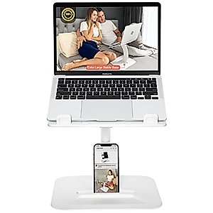 Delapra Laptop Stand for Desk & Bed with Phone Holder | Ergonomic Laptop Riser for Desk | Laptop Holder with Extra Large Base for Stability | 6 Viewing Angles | Height Non-Adjustable 10.6“
