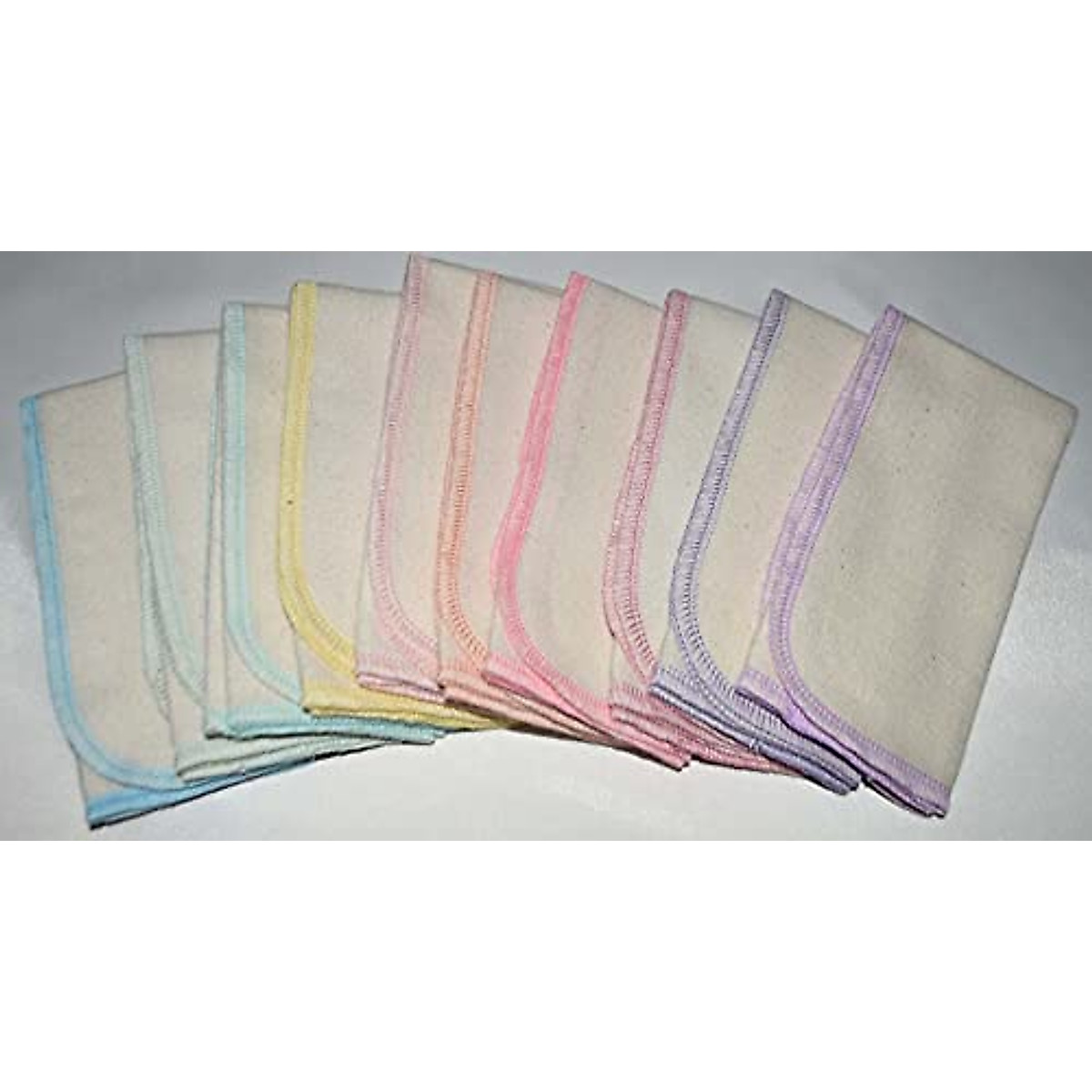 Gina's Soft Cloth Shop 11x12 1 Ply Certified Organic Cotton Flannel Set of 10 Paperless Towels Pastel Edges