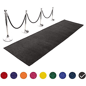 Event Carpet Aisle Runner - Quality Plush Pile Rug with Backing, Binding in Various Sizes (4 X 15 ft, Black)