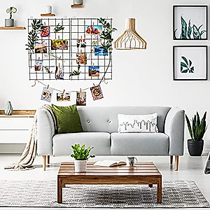 elkayconcepts Wire Wall Grid Panel, Set of 2 with Accessories, Photo Grid, Polaroid Hanging Metal Grid Wall Decor, Wire Wall Grid Organizer, Above Desk Wall Organizer (Black, 25" x 17")