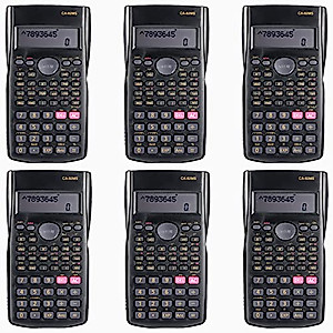 Saillong 2-Line Engineering Scientific Calculator, Black Function Fractions Math Calculator for Middle, High School, Classroom, Student and Teacher (6 Pieces)