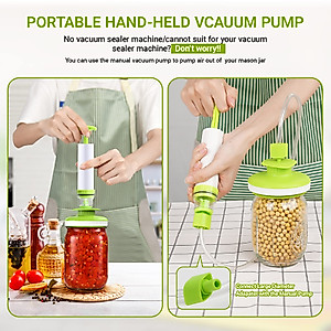 Mason Jar Vacuum Sealer for Foodsaver, Canning Jars Vacuum Sealer, Vacuum Sealer Kit Attachment for Wide/Regular Mouth Jar,with Manual Portable Pump and Accessory Hose