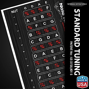 "Left-Handed" Bass Guitar Fretboard Note Map Decals/Stickers