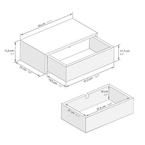 Mobili Fiver, Riccardo Floating nightstand, Ashwood Black, 17.7" x 9.8" x 6.1 ", Laminate-Finished, Modern Bedside Table, End Table, Italian Furniture