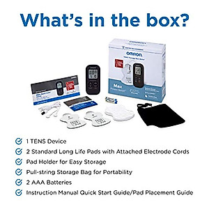 OMRON Max Power Relief TENS Unit Muscle Stimulator, Simulated Massage Therapy for Lower Back, Arm, Shoulder, Leg, Foot, and Arthritis Pain, Drug-Free Pain Relief (PM500)