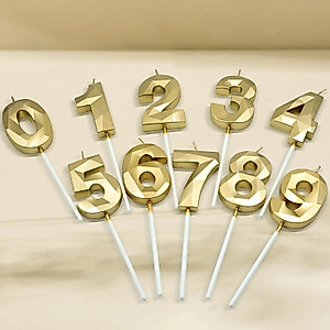 29th & 92nd Birthday Candles for Cake, Gold Number 29 92 3D Diamond Shaped Candle Birthday Decorations Party Supplies for Women or Men