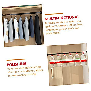 Vaguelly Telescopic Rod Hanging Coat Rack Wall Mounted Collapsible Wall Drying Rack Wall Mounted Holder Iron Pipe Brackets Curtain Rod Metal Pipe Bracket Nail-free Clothing Hanger Black