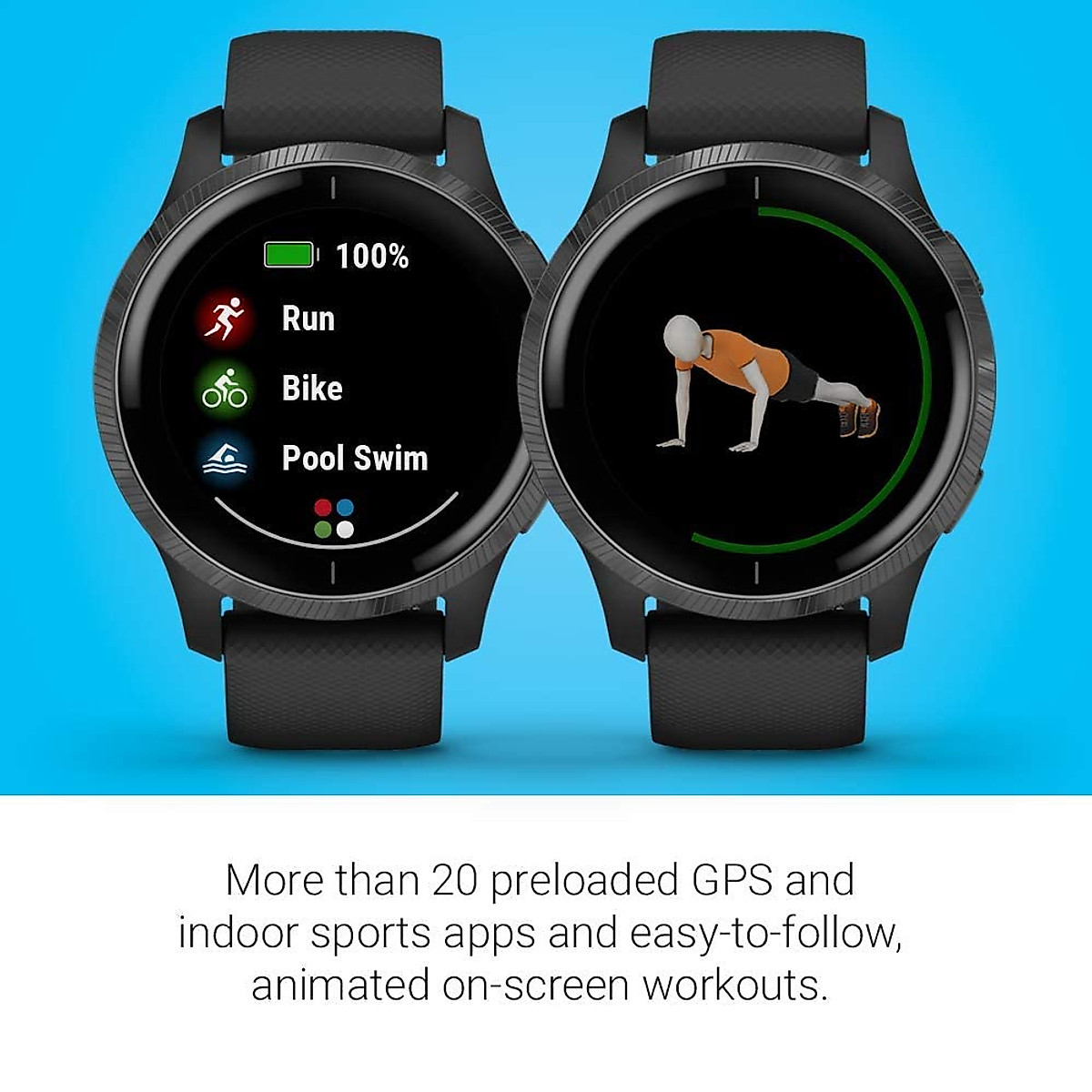 Garmin Venu, GPS Smartwatch with Bright Touchscreen Display, Features Music, Body Energy Monitoring, Animated Workouts, Pulse Ox Sensor and More, Black, 010-N2173-11 (Renewed)