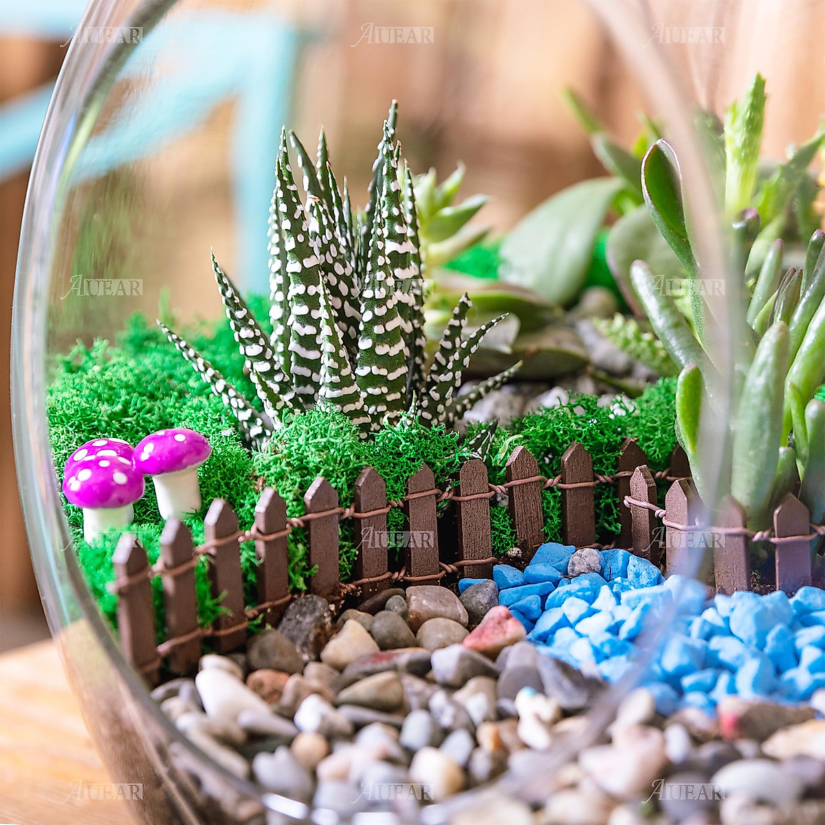 AUEAR, 2 Pack 35 Inch Long Mini Fairy Garden Fence Wood Ornament Wooden Decorative Picket for DIY Crafts Project (Brown, 2-Pack)