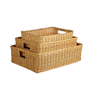 The Basket Lady Under The Bed/Basic Wicker Storage Basket, Extra Large, 25 in L x 19.5 in W x 8 in H, Sandstone