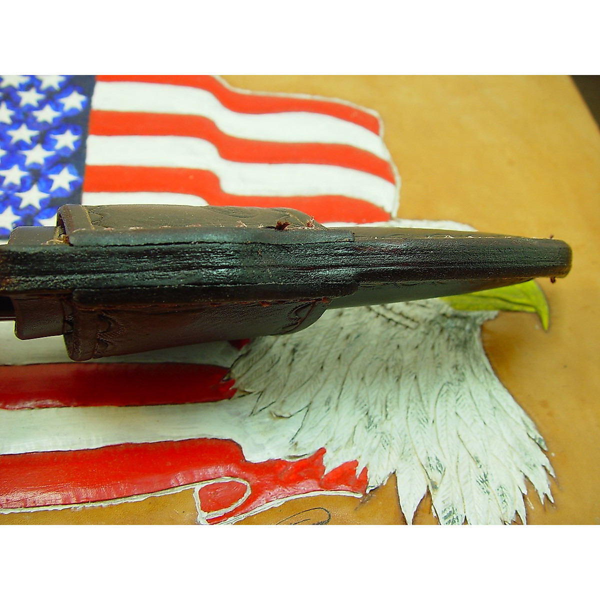 Cross Draw Knife Sheath for Buck 103 Knife, Leather Fixed Blade Knife Holder, Dyed Dark Brown