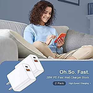 [Apple MFi Certified] iPhone Fast Charger,2Pack 20W Dual Port PD3.0 USB-C + USB-A Power Delivery Wall Charger Block Plug for iPhone 14/13/13Pro Max/12 Mini/12 Pro Max/11/XS/XR/X/8,iPad,AirPods Pro Max