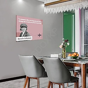 African American Pilot Bessie Coleman Portrait Inspirational Quote Art Poster (1) Canvas Poster Bedroom Decor Office Room Decor Gift Frame-style 20x16inch(50x40cm)