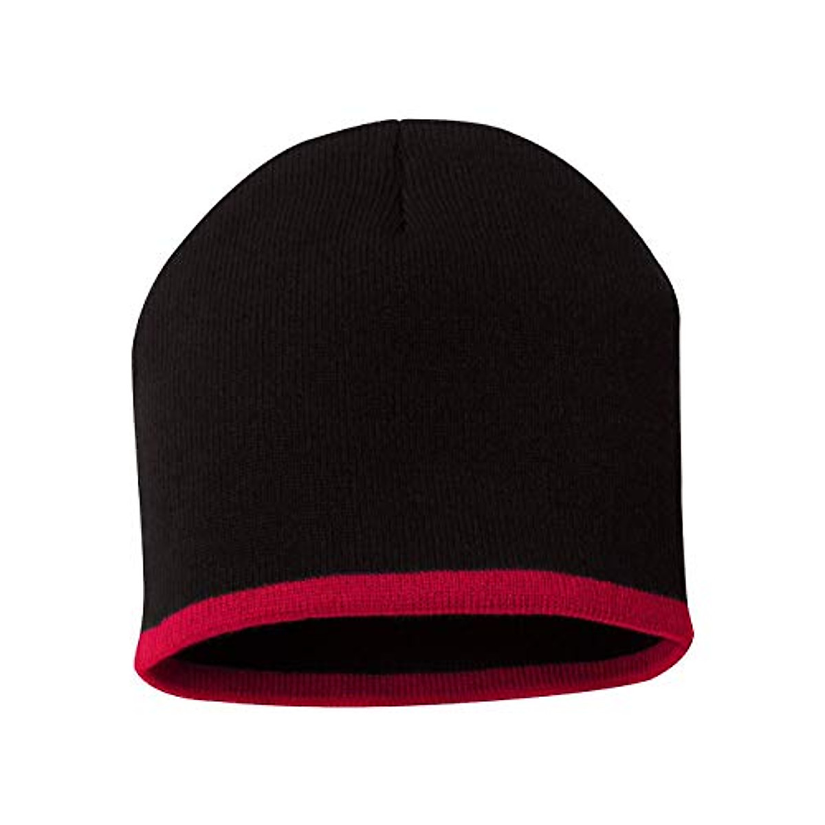 Sportsman Bottom Striped Knit Beanie One Size Black/ Red