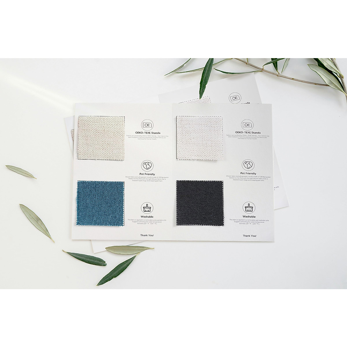 EASE MOOSE Linen Fabric Swatch Kit Modular Sofa Sectional Couch with Storage, Beige, Off-White, Grey, Blue, 4 Colors Linen Fabric Swatch