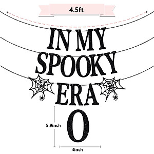 Jenrtvis In My Spooky Era Banner, Halloween Birthday Party Decoration Supplies, It's Halloween Time, Spooky Season Party Decoration Supplies, Halloween Horror Party Banner Black Glitter