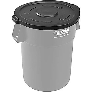 Global Industrial 55 Gallon Garbage Can Lid, Black