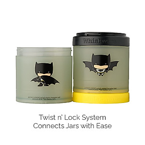 Whiskware Justice League Stackable Snack Containers for Kids and Toddlers, 3 Stackable Snack Cups for School or Travel, Batman