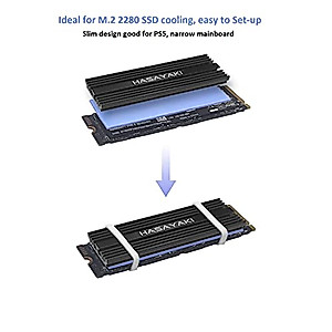 HASAYAKI 6 Pack 70x24x3 mm Aluminum Heat Sink Sets, with Adhesive Thermal Pads for Cooling PC PS AIO HDD SSD Router TV Stick and More