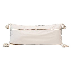 Creative Co-Op Woven Cotton Blend Lumbar Variegated Grey Yarns & Tassels, Cream Color Pillow, 1 Count (Pack of 1)