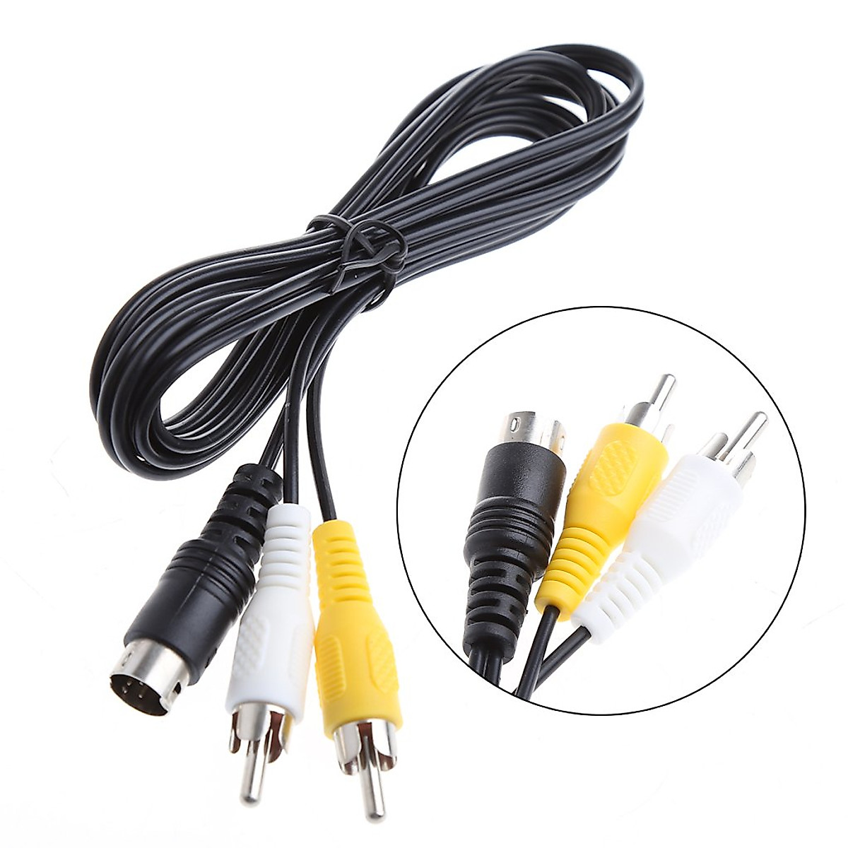 Tsond Black 1.5M/5FT Audio Video AV Stereo Composite Adapter Cable For SEGA Genesis/MD