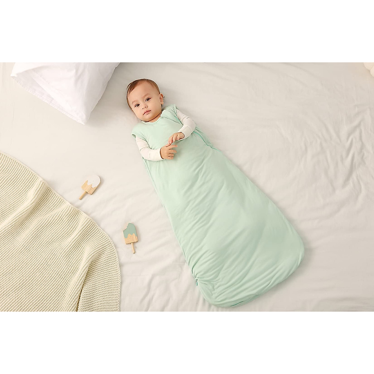 Unisex Baby Viscose from Bamboo Sleep Sack 1.0 TOG Sleeping Bag Infant Boys Girls Wearable Blankets (Grey, 6-18 Months)