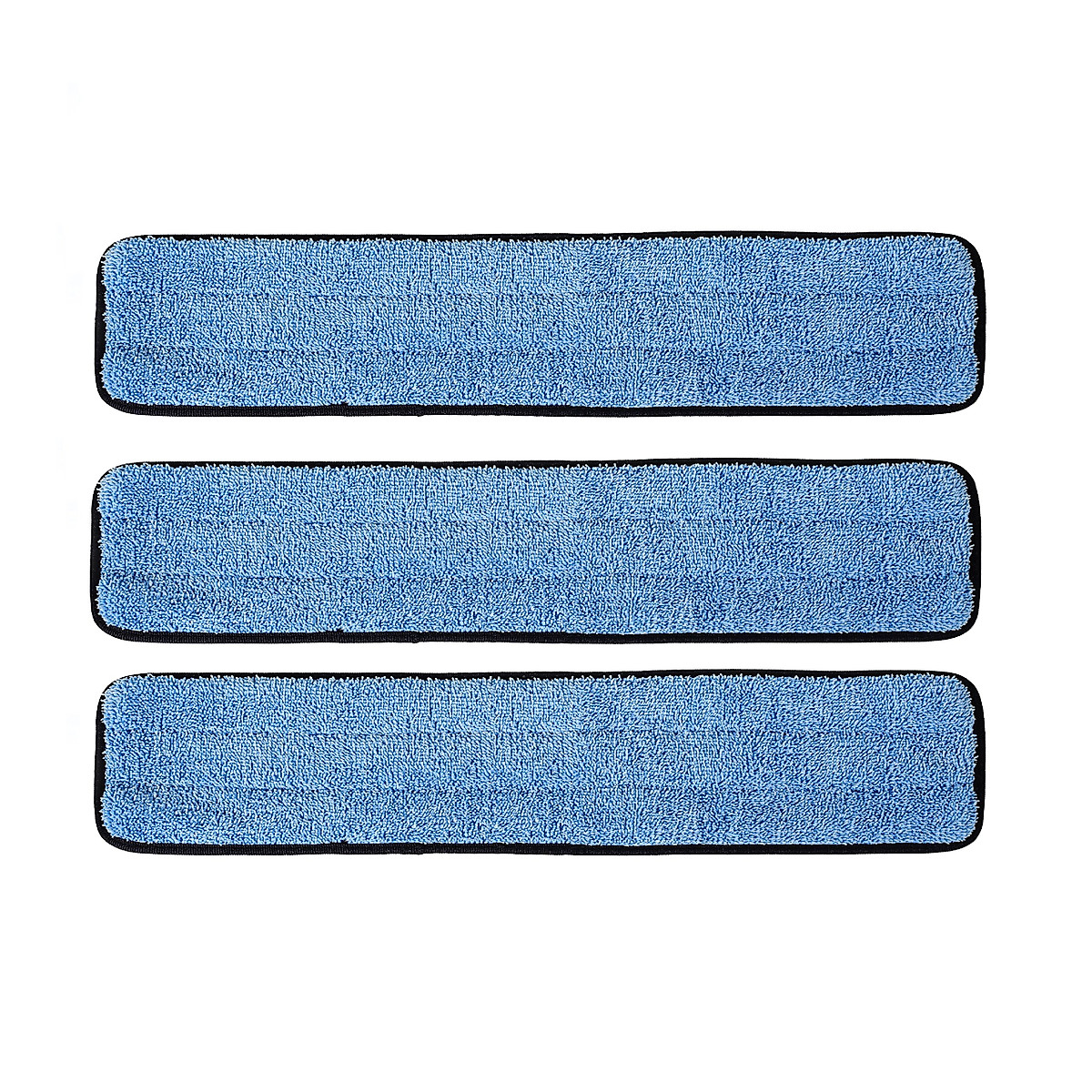 24" Commercial and Janitorial Microfiber Wet Mop Refill Pads for Flat Microfiber Mop Frames (3 Pack, Blue)