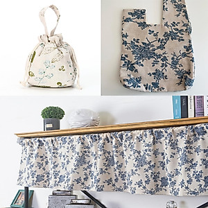 Linen Fabric Floral Pattern by The Yard- Precut 1 Yard 62 Inch Width for Sewing DIY Crafting Quilting Sofa Tablecloth Curtain Cloth