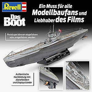Revell Gift Set 05675 "Das Boot Movie 40 Years Collector's Edition 1:144 Scale Unbuilt Plastic Model Kit with Contacta Professional Glue, Paintbrush, Selected Aqua Color Paints & Repro Movie Poster