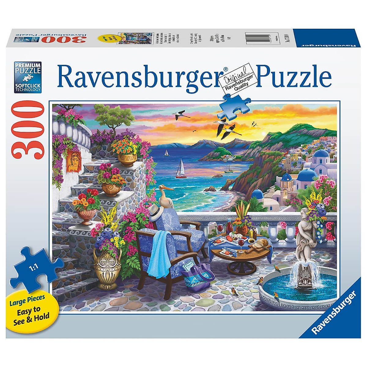 Ravensburger Santorini Sunset Puzzle - 300 Piece Large Format | Unique Softclick Technology | Vibrant, Glare-Free Imagery | Durable & Eco-Friendly | Ideal for All Ages