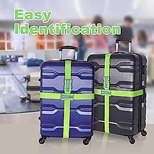 Masterwise Luggage Straps, 79” Adjustable Luggage Straps for Suitcases TSA Approved Travel Belt Suitcase Strap to Keep Your Suitcase Secure While Traveling (Green, 2pcs)