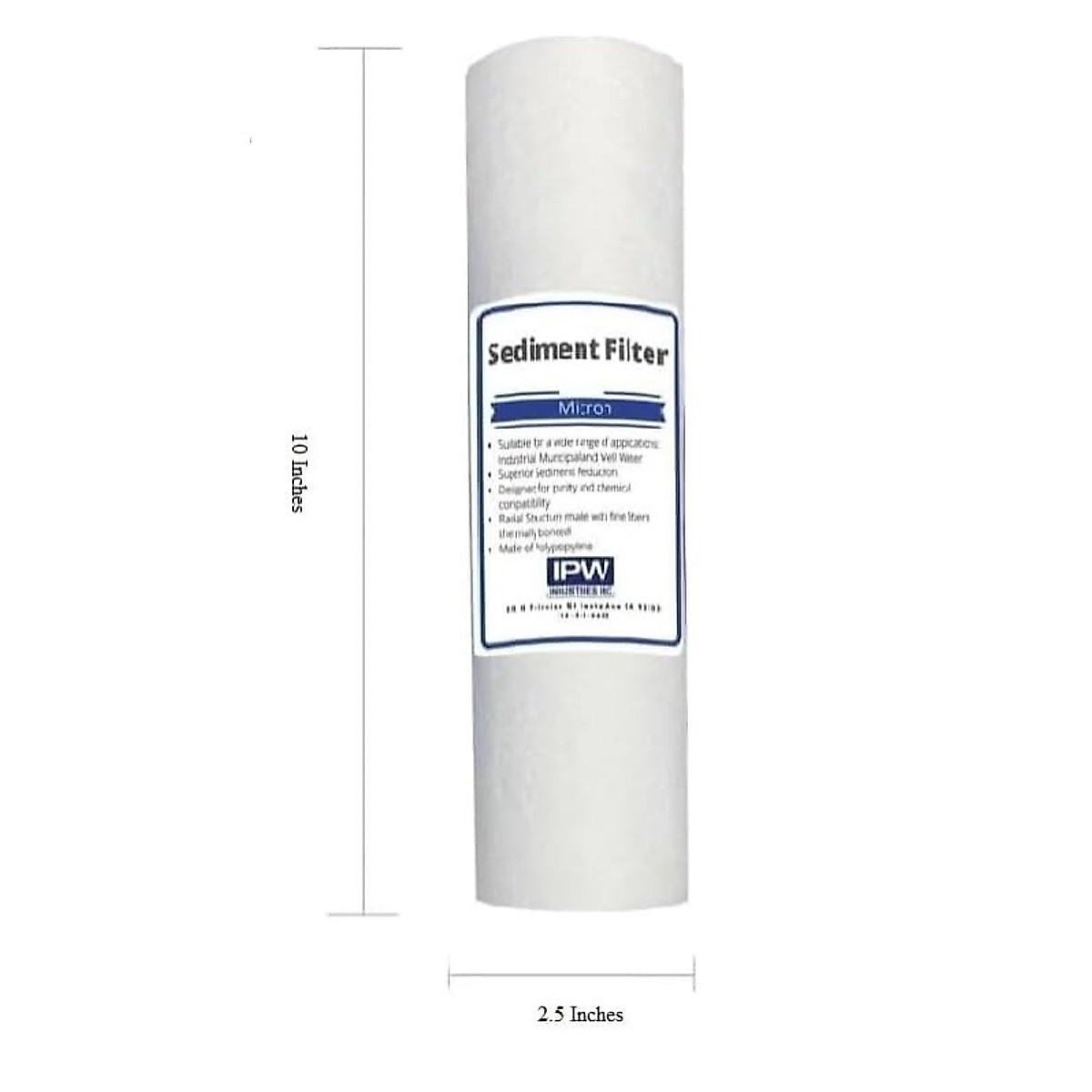 IPW Industries Inc. Replacement 10-Inch, Sediment Pre-filters for Whole House Water Filter Systems, 5 Micron, Pack of 4