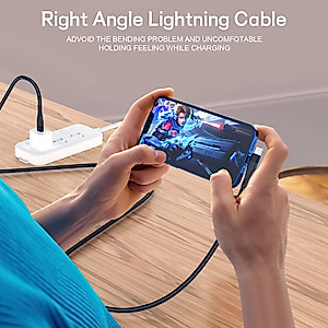 ANDNOVA USB C and Lightning Cable 2 in 1 for iPhone 15/14, Dual Jack Type C with 90 Degree Lightning PD 60W Fast Multi Charging Cable for Travel USB-C Smartphones - 6.6 Ft