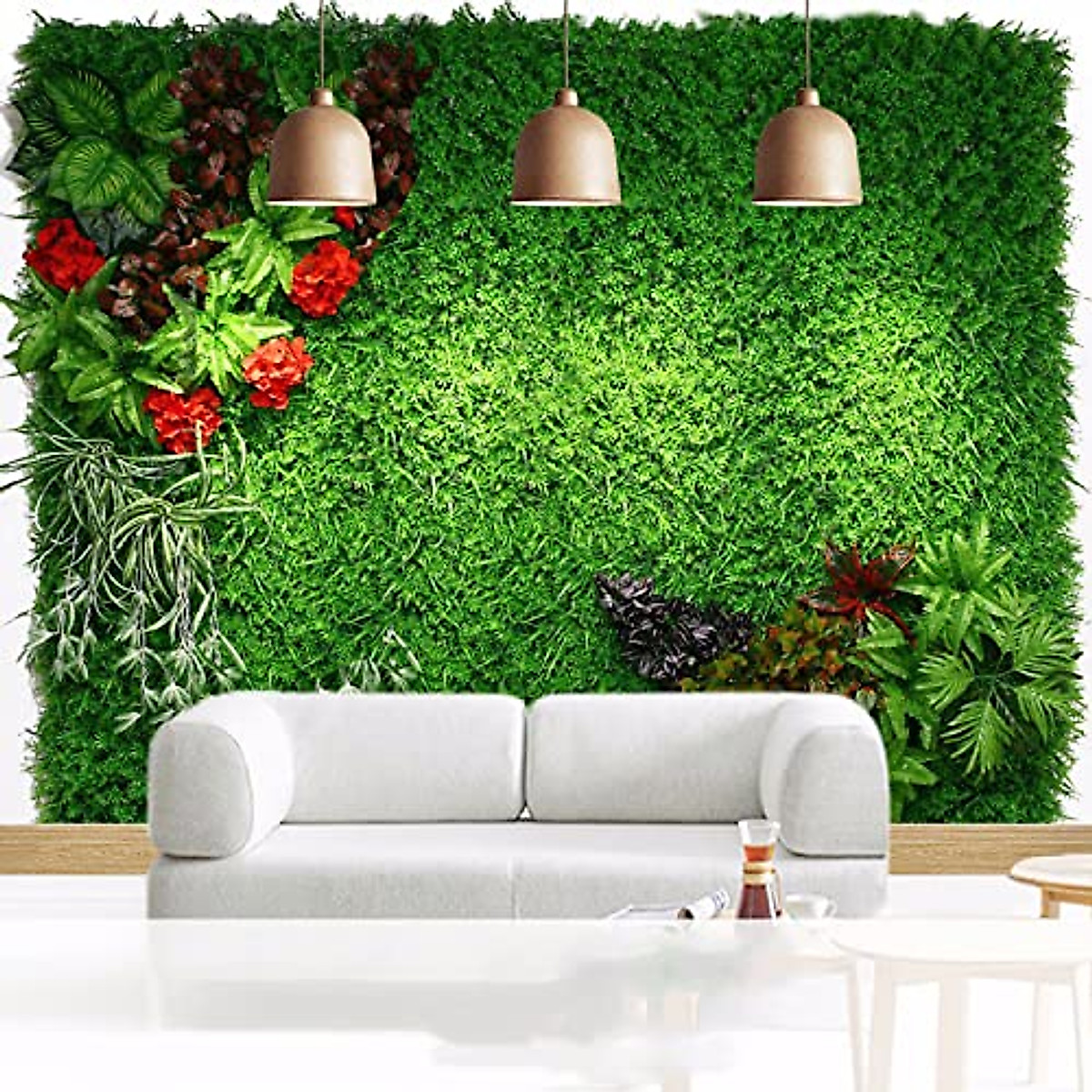 tonchean Grass Wall Panel 12PCS Artificial Hedge Panels 24 x 16inch Faux Greenery Wall Backdrop Topiary Fence Screen for Indoor Outdoor Decor Garden Fence Backdrop