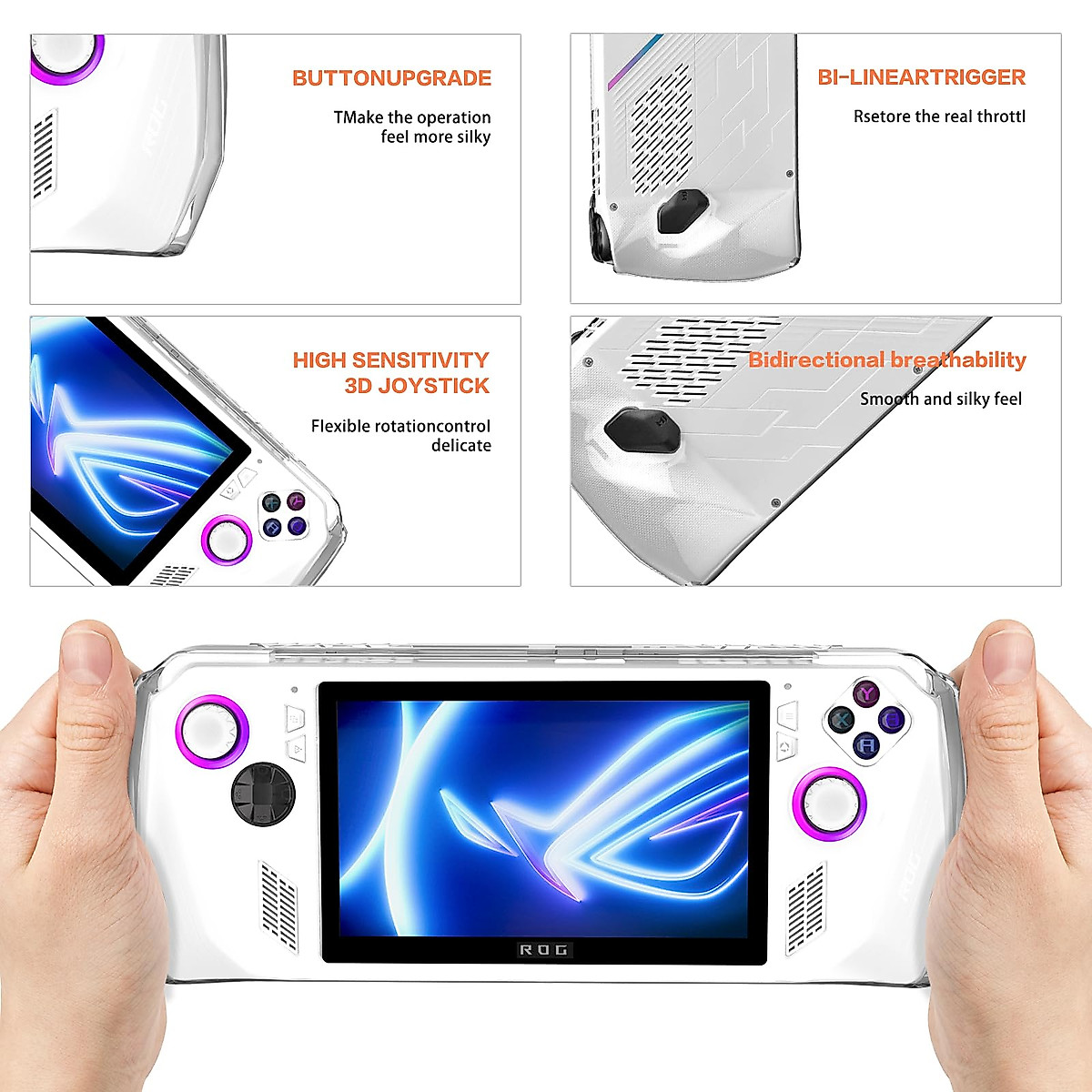 KSKSPE Case for ASUS ROG Ally Gaming Handheld, Silicone Protective Skin Sleeve, Anti-Slip & Scratch Cover for ROG Ally Gaming Handheld-Clear